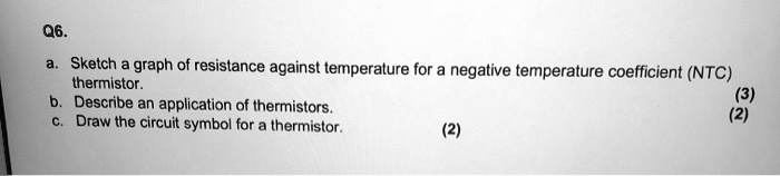 Q6. a. Sketch a graph of resistance against temperature for a negative ...