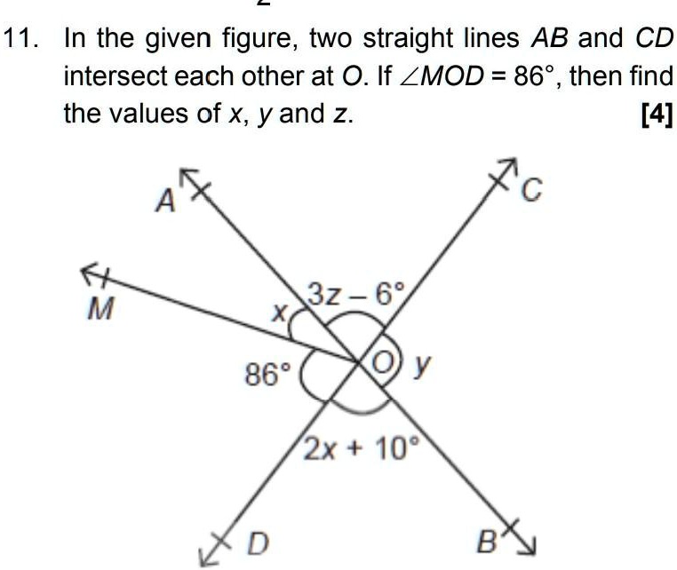 Solved In The Given Figure Two Straight Lines Ab And Cd Intersect