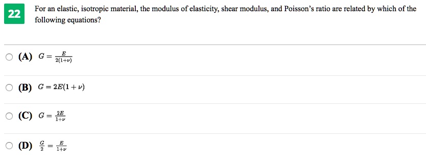 SOLVED: 22 For an elastic, isotropic material, the modulus of ...