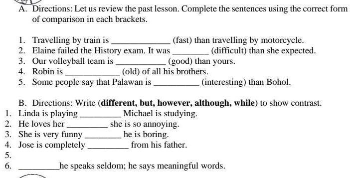 ang magsagot i follow ko directions let us review the past lesson ...