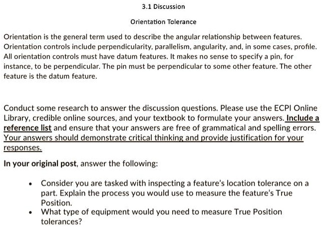 SOLVED: 3.1Discussion Orientation Tolerance Orientation is the general ...