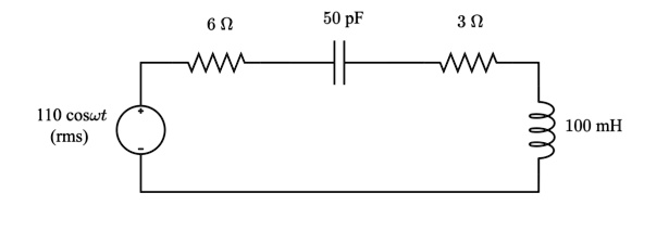 SOLVED: Consider the series RLC circuit in the figure below. a) Find ...