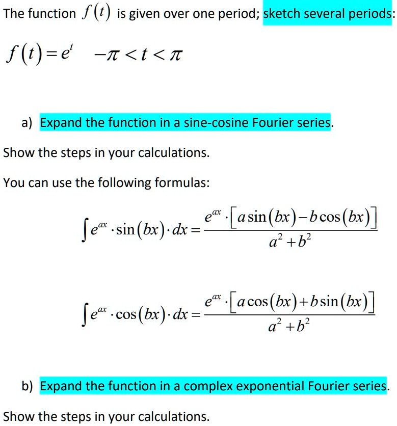 the function ft is given over one period sketch several periods 2 1 2 a ...