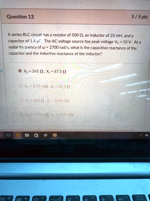 SOLVED: A series RLC circuit has a resistor of 500 Î©, an inductor of 25 mH, and a capacitor of ...