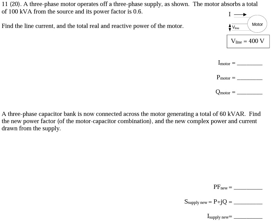 SOLVED: A three-phase motor operates off a three-phase supply, as shown ...