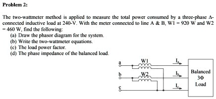 SOLVED: Problem 2 The two-wattmeter method is applied to measure the total power consumed by a ...