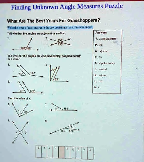 SOLVED: Finding Unknown Angle Measures Puzzle What Are The Best Years ...