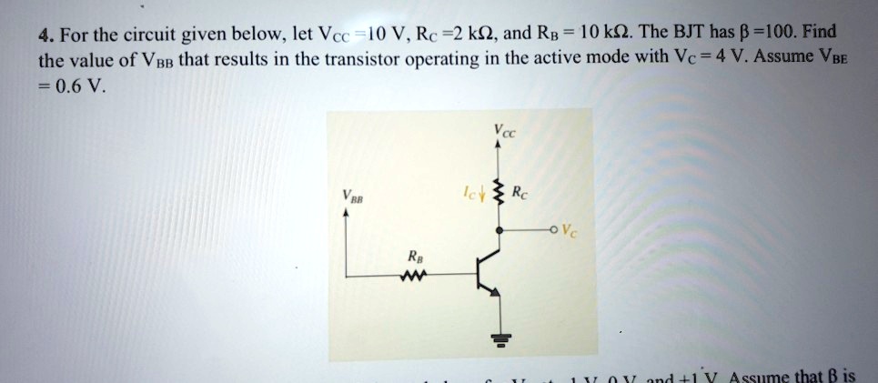 SOLVED: For the circuit given below, let Vcc = 10V. Rc = 2kÎ© and Rp ...