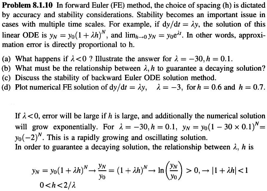 Solved Problem 8110 In Forward Euler Fe Method The Choice Of 0597
