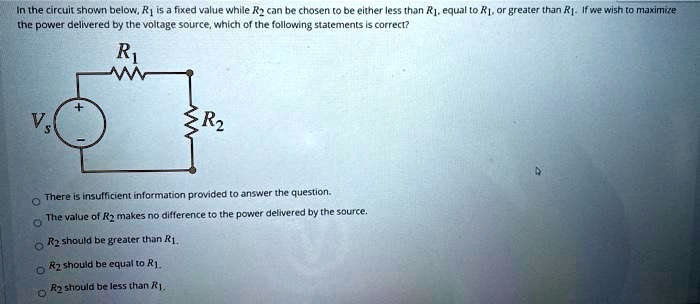 SOLVED: In the circuit shown below, R is a fixed value while R can be ...