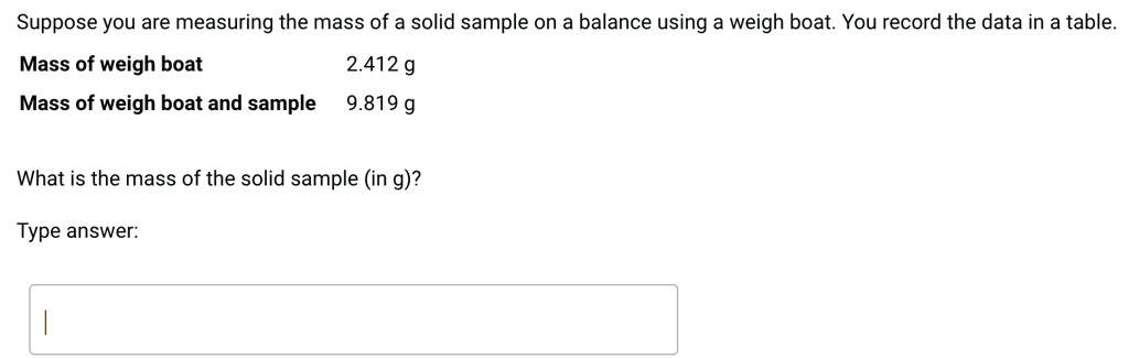 SOLVED: Suppose you are measuring the mass of a solid sample on a ...