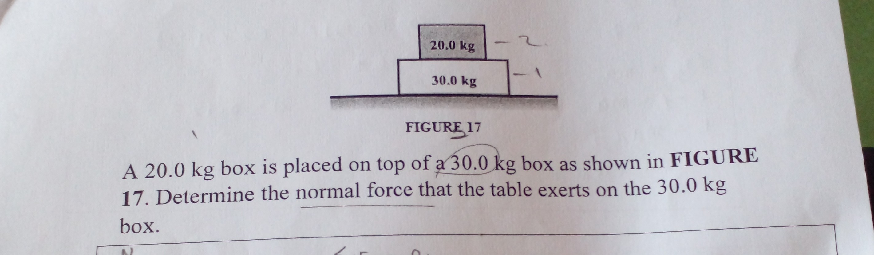 SOLVED: FIGURE 17 A 20.0 kg box is placed on top of 30.0 kg box as ...
