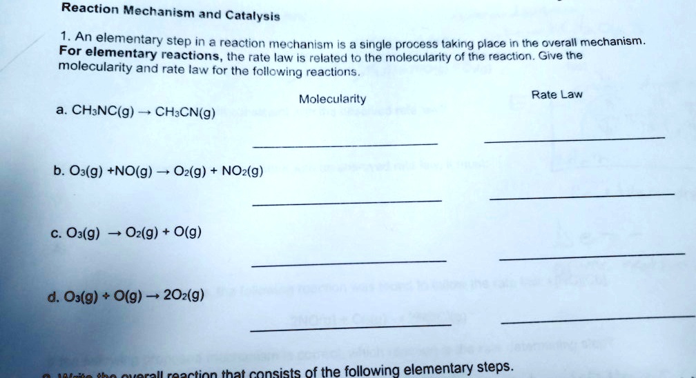 reaction mechanism and catalysis an elementary step in reaction ...