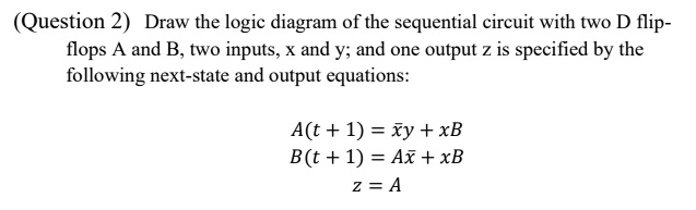 SOLVED: Question 2) Draw the logic diagram of the sequential circuit ...