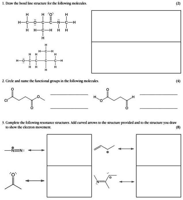 SOLVED: 1.Draw the bond line structure for the following molecules (2 ...
