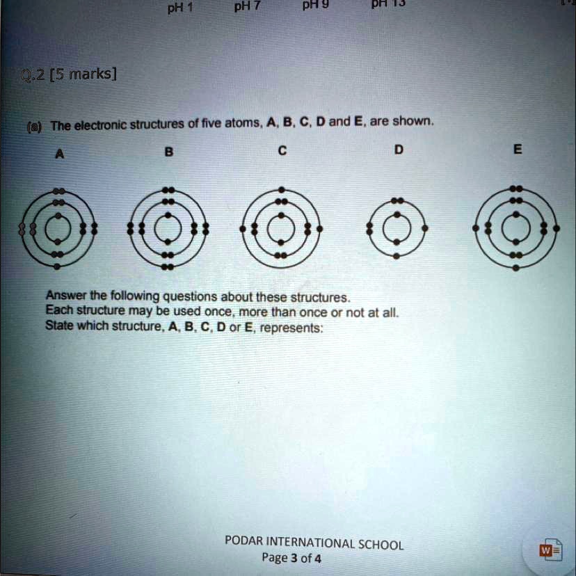 SOLVED: (a) The electronic structures of five atoms, A, B, C, D, and E ...