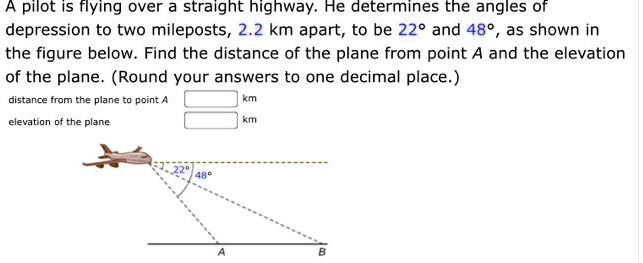 SOLVED:A pilot is flying over a straight highway He determines the ...
