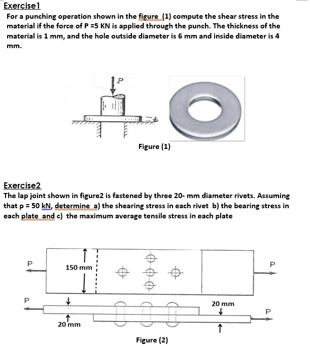 SOLVED: Exercise 1: For a punching operation shown in Figure 1, compute ...