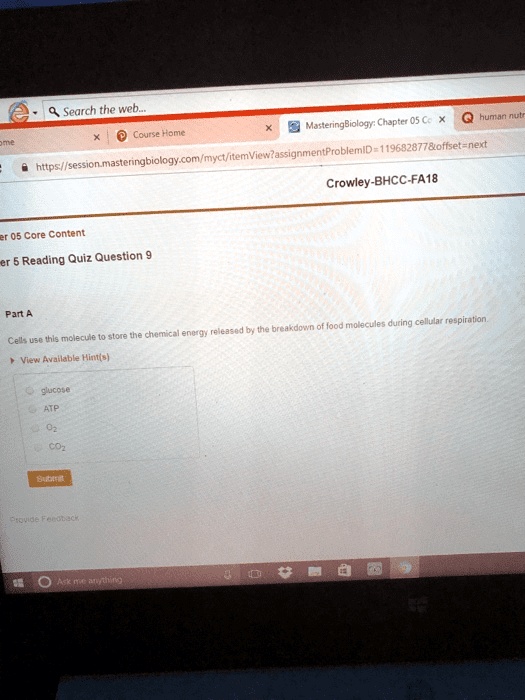 SOLVED: Search the web MasteringBiology: Chapter 05 C.Q Human Nutrition Course Home: me a https ...