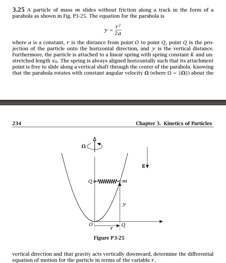 3.25 A particle of mass m slides without friction along a track in the form of a parabola as ...