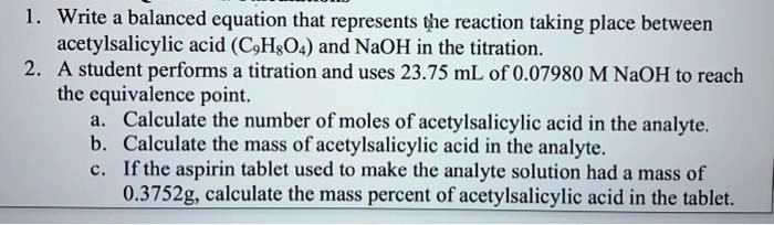 1. Write a balanced equation that represents the reaction taking place ...