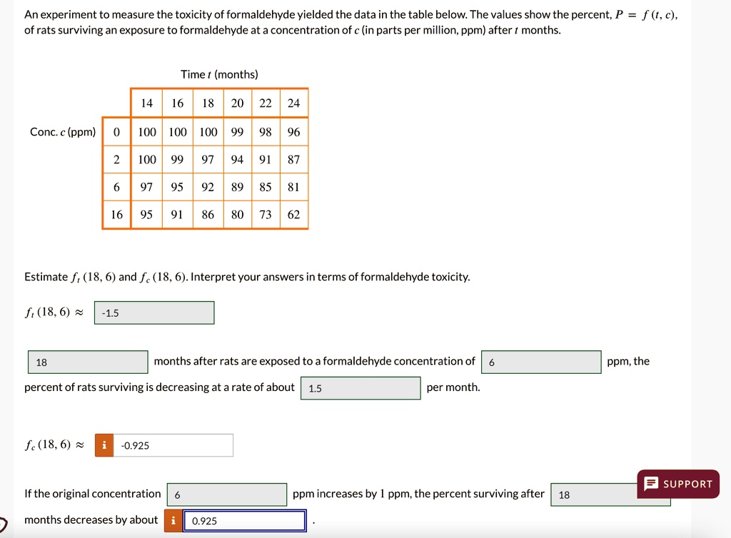 SOLVED: An experiment to measure the toxicity of formaldehyde yielded ...