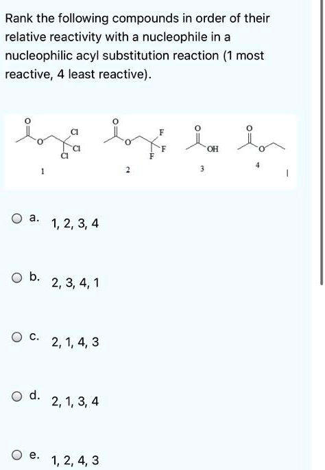 Solved Rank The Following Compounds In Order Of Their Relative