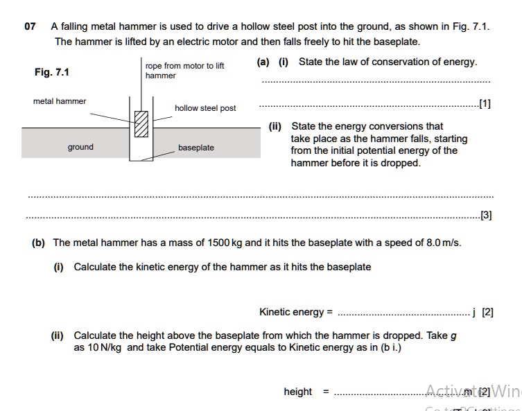 a falling metal hammer is used to drive hollow steel post into the ...
