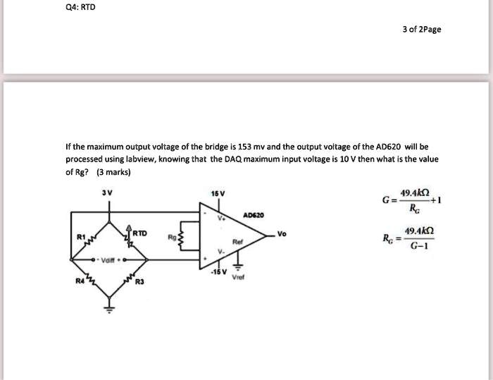 SOLVED: Q4:RTD 3of2Page If the maximum output voltage of the bridge is 153mv and the output ...