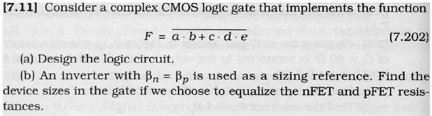 SOLVED: Consider a complex CMOS logic gate that implements the function ...