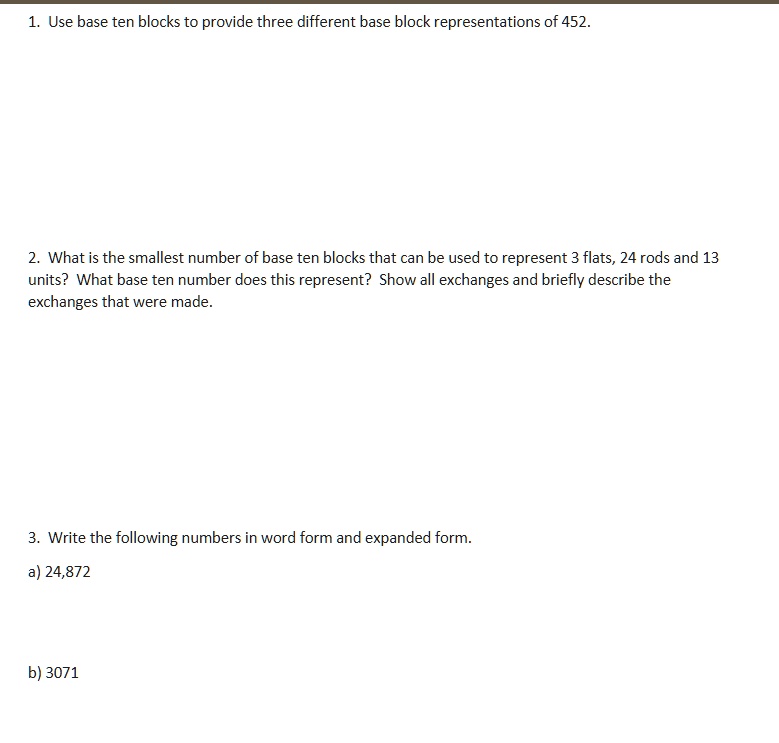 SOLVED: Use base ten blocks to provide three different base block ...