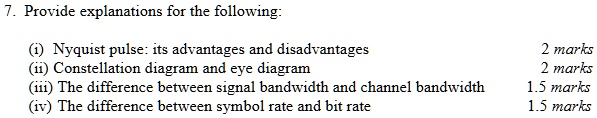 SOLVED: 7. Provide explanations for the following: i. Nyquist pulse ...