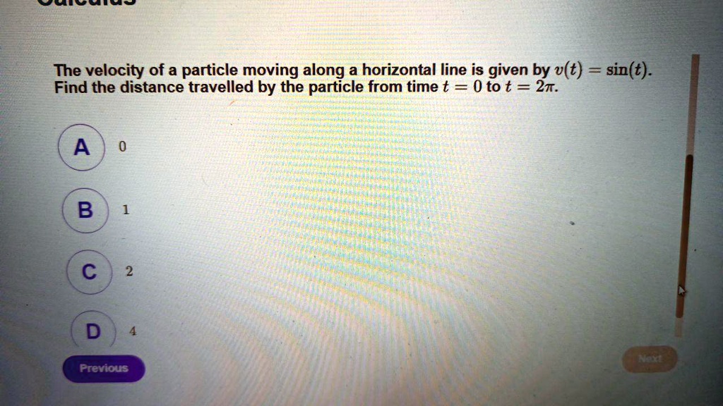 SOLVED: R can The velocity of a particle moving along a horizontal line is given by v(t) = sin(t ...
