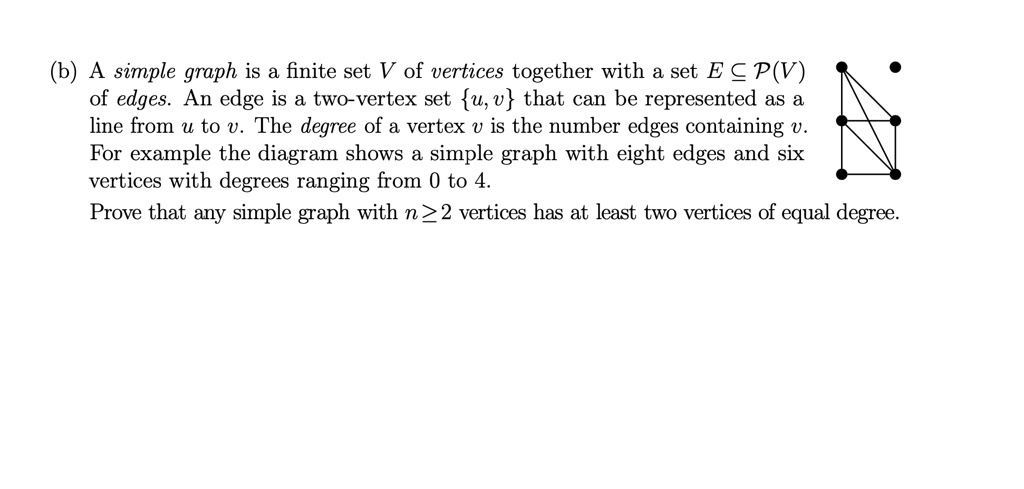 SOLVED: A simple graph is a finite set V of vertices together with set E CP() of edges: An edge ...