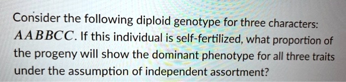 SOLVED: Consider the following diploid genotype for three characters ...