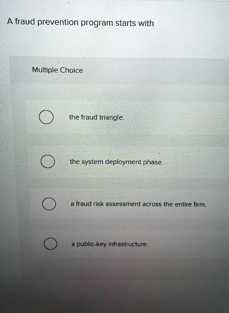 a fraud prevention program starts with multiple choice the fraud ...