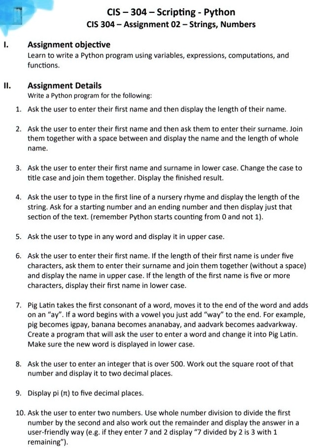 Solved Iii Submission Guidelines 1 Submit A Python File With The Program Code 2 Ensure That