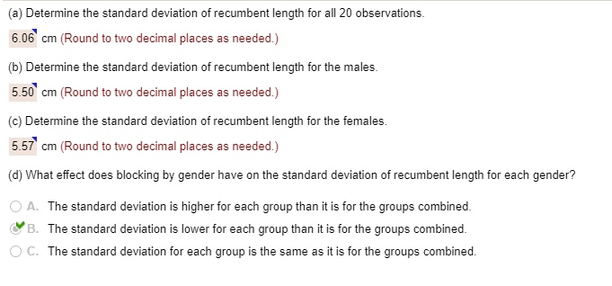[GET ANSWER] determine the standard deviation of recumbent length for ...