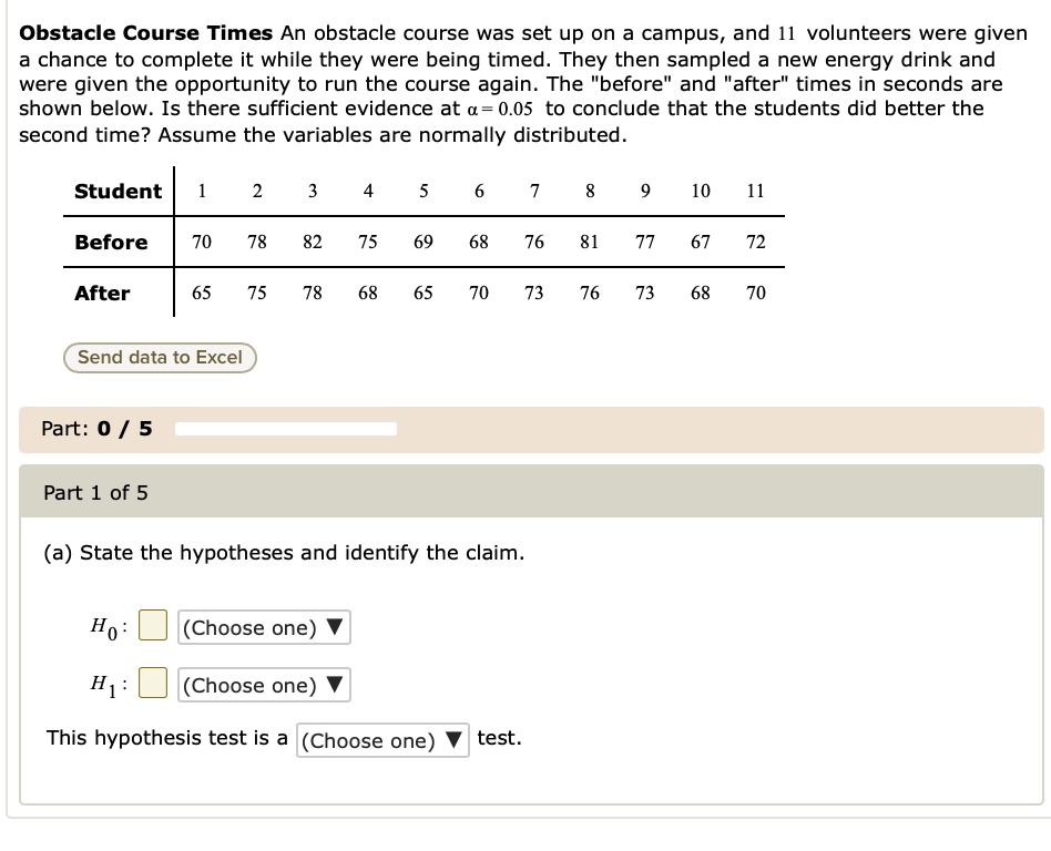 obstacle course times an obstacle course was set up on a campus and 11 ...
