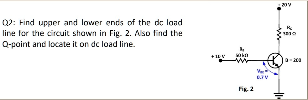 SOLVED: Please show all the steps. +20V Q2: Find the upper and lower ends of the DC load line ...