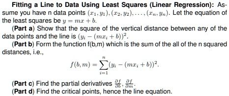 SOLVED: Fitting Line to Data Using Least Squares (Linear Regression ...