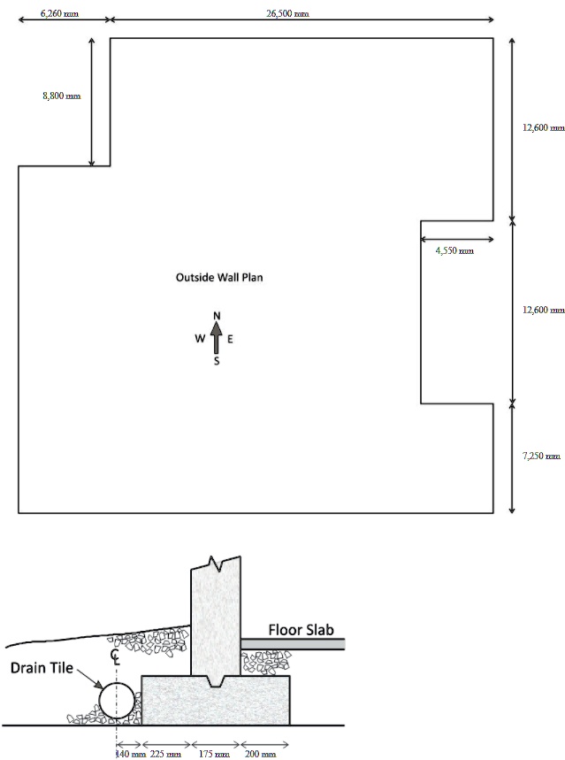 the foundation plan and footing cross section of a residential building ...
