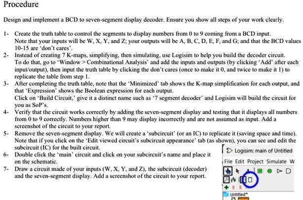 Procedure Design and implement a BCD to seven-segment display decoder ...