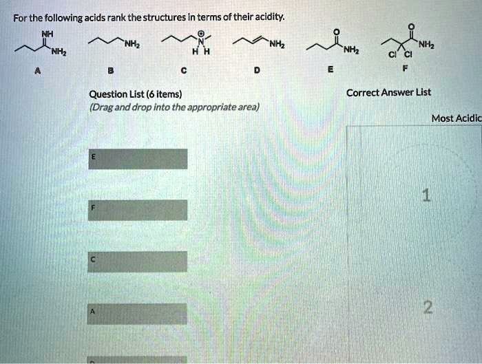 for the following acids rank the structures in terms of their acidity ...