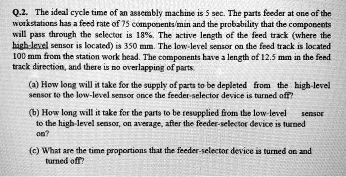 SOLVED:02. The ideal cycle time of an assembly machine is $ sec. The ...
