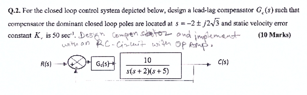 Solved Need Help Designing The Rc Compensator With Op Amp Q2 For The Closed Loop Control