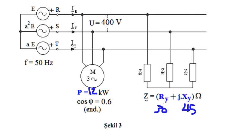 SOLVED: In the three-phase balanced system with 400V between phases ...