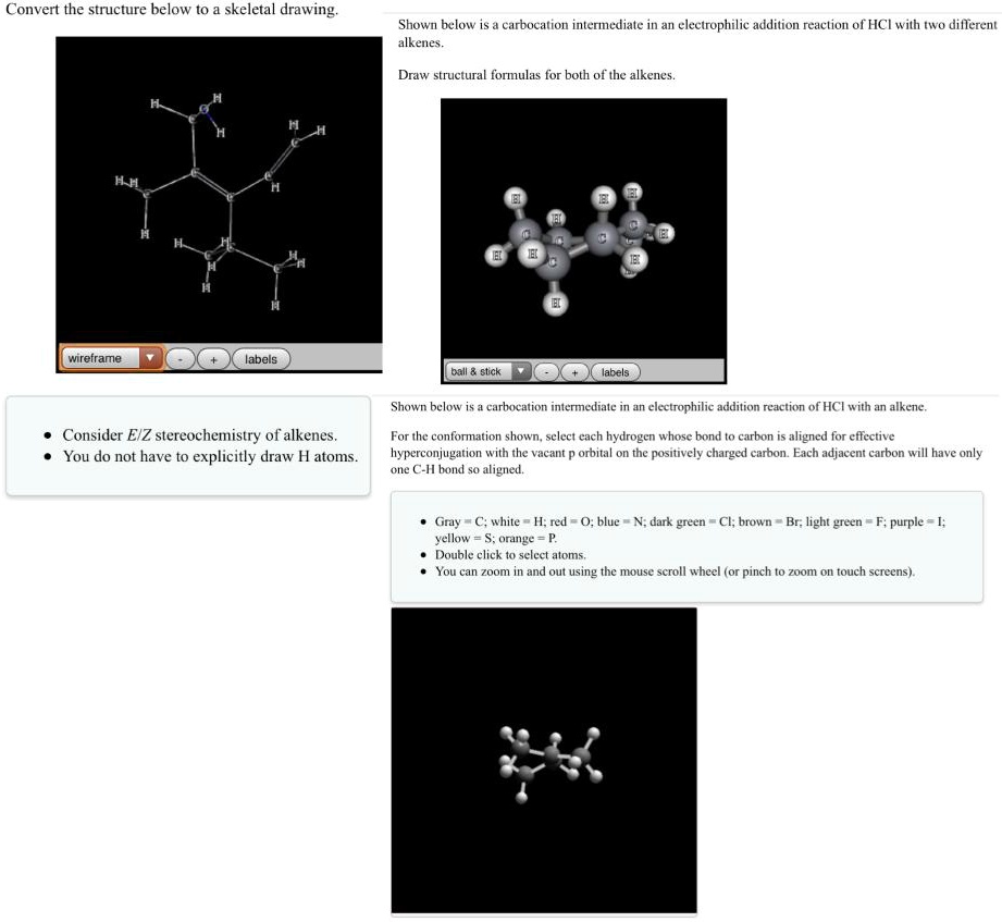 convert the structure below t0 skeletal drawing shown below is carbocation internediale alkenes ...