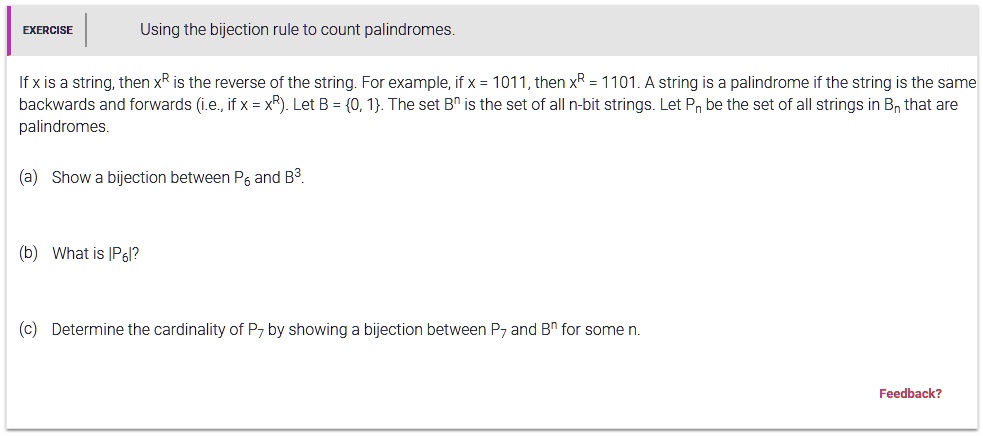 exercise using the bijection rule to count palindromes if xis a string ...