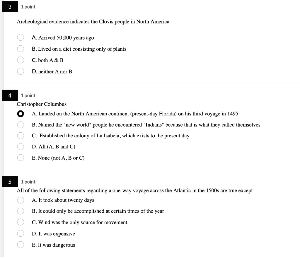 SOLVED: Archeological evidence indicates that the Clovis people in ...